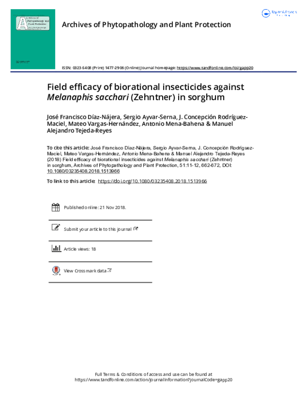 (PDF) Field efficacy of biorational insecticides against Melanaphis ...