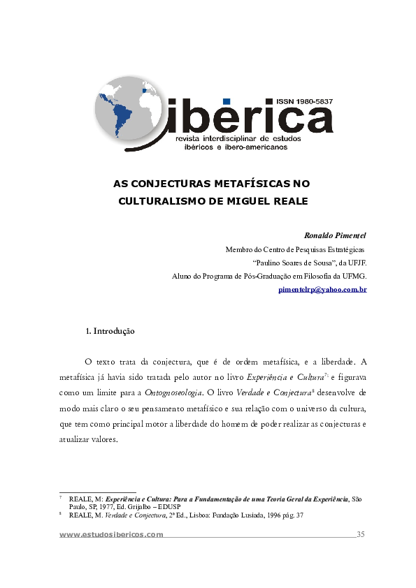 (PDF) AS CONJECTURAS METAFÍSICAS