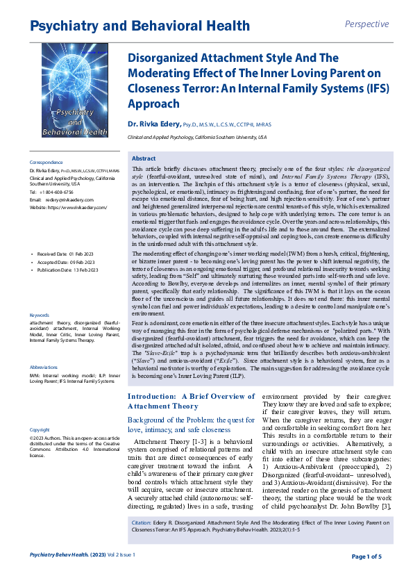 (PDF) Disorganized Attachment Style and The Moderating Effect of The ...