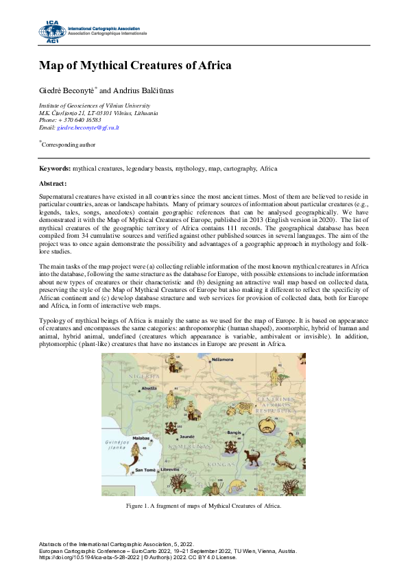 (PDF) Map of Mythical Creatures of Africa