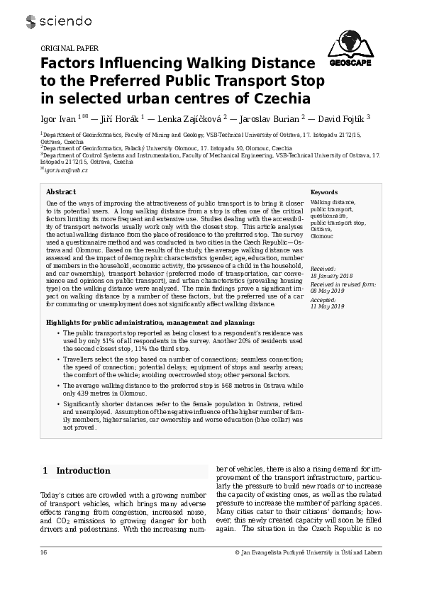 (PDF) Factors Influencing Walking Distance to the Preferred Public ...