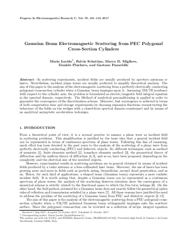 (PDF) Gaussian Beam Electromagnetic Scattering from Pec Polygonal Cross ...
