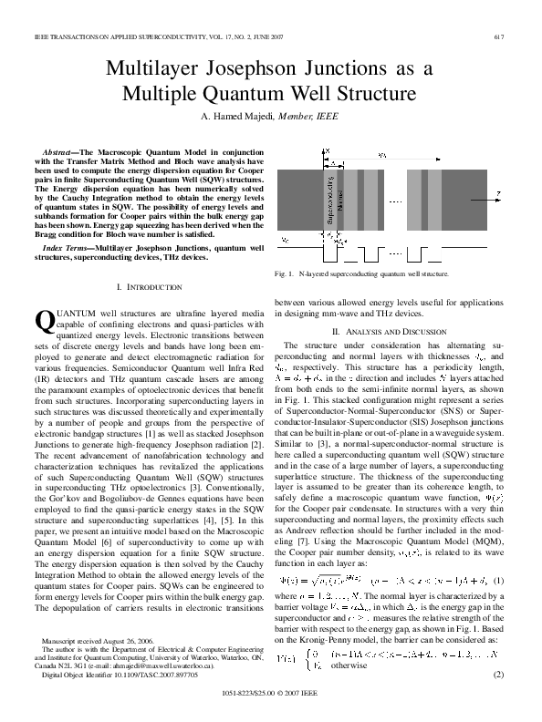 (PDF) Multilayer Josephson Junctions as a Multiple Quantum Well Structure