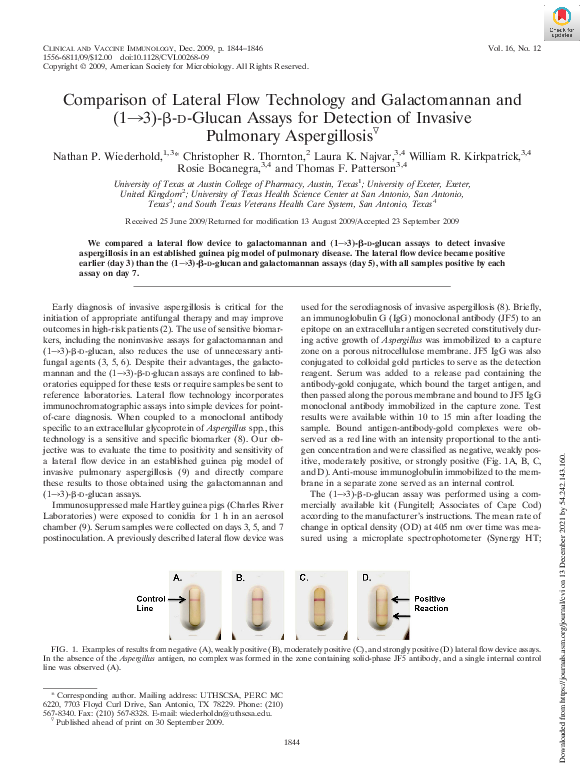 (PDF) Comparison of Lateral Flow Technology and Galactomannan and (1→3 ...
