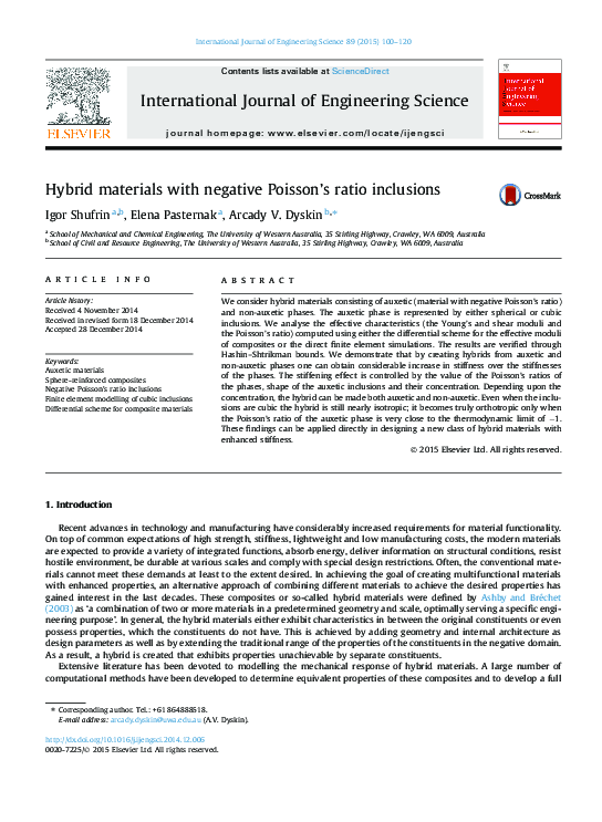 (PDF) Hybrid materials with negative Poisson’s ratio inclusions