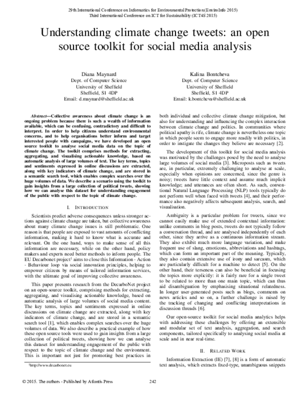 (PDF) Understanding climate change tweets: an open source toolkit for ...