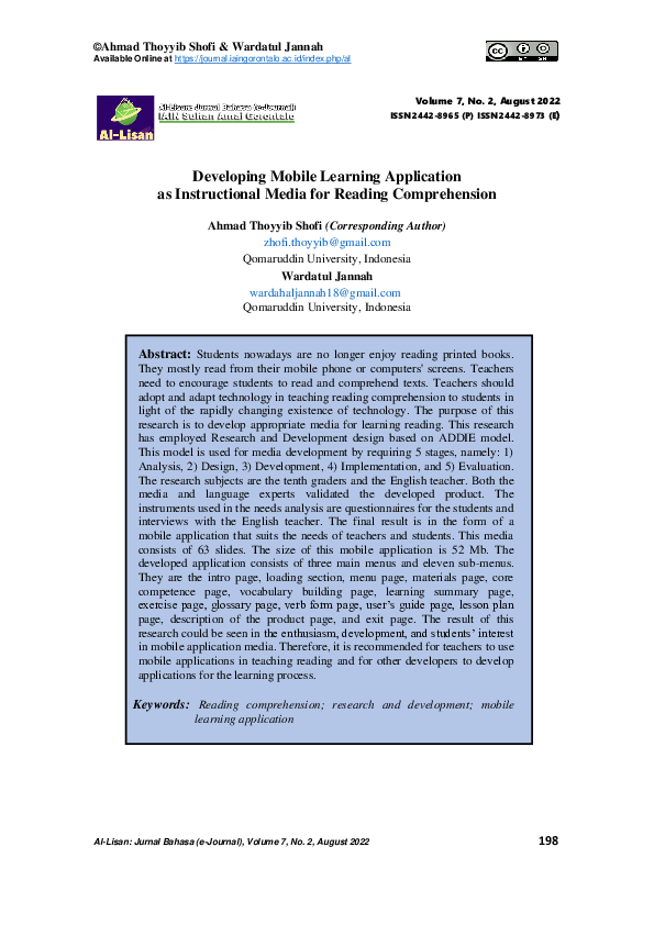 (PDF) Developing Mobile Learning Application as Instructional Media for ...
