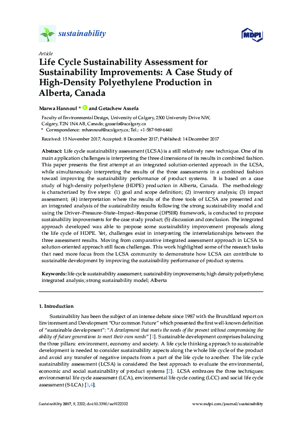 (PDF) Life Cycle Sustainability Assessment for Sustainability ...