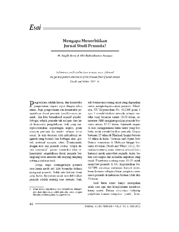 (DOC) Mengapa Menerbitkan Jurnal Studi Pemuda