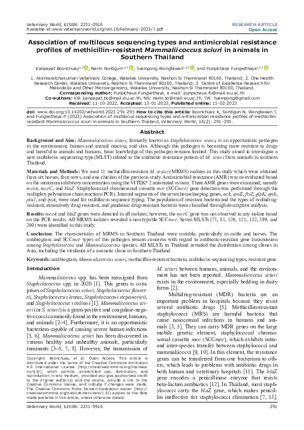 (PDF) Association of multilocus sequencing types and antimicrobial ...