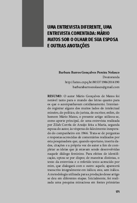 (PDF) Uma entrevista diferente, uma entrevista comentada: Mário Matos ...