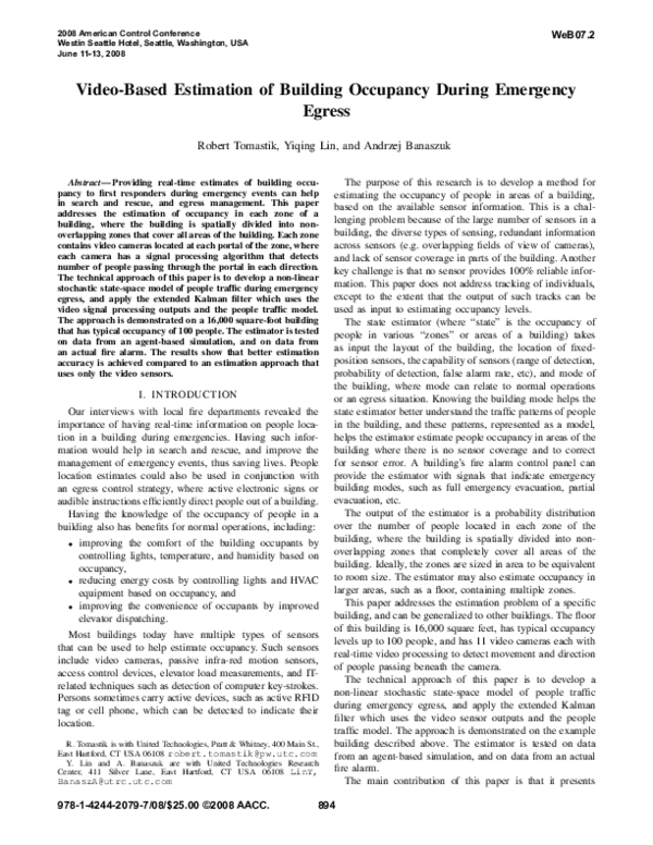 (PDF) Video-based estimation of building occupancy during emergency egress