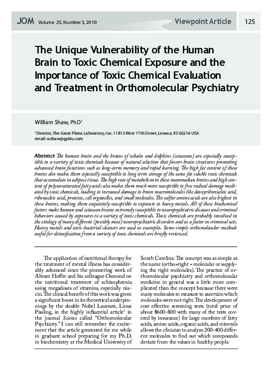 (PDF) The Unique Vulnerability of the Human Brain to Toxic Chemical ...