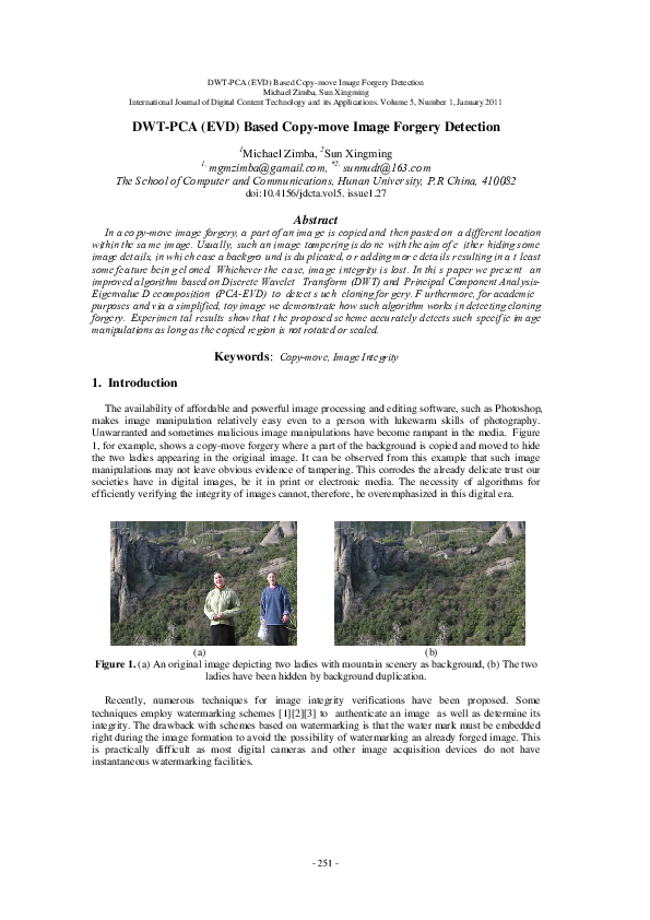 Pdf Dwt Pca Evd Based Copy Move Image Forgery Detection Michael