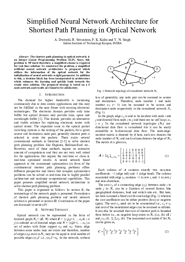 (PDF) Simplified neural network architecture for shortest path planning ...