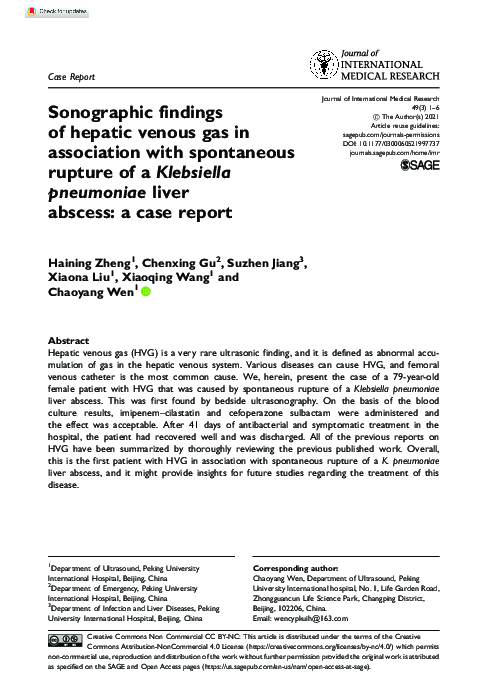 (PDF) Sonographic findings of hepatic venous gas in association with ...