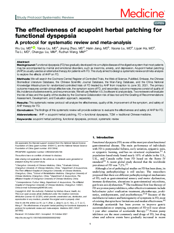 (PDF) The effectiveness of acupoint herbal patching for functional ...