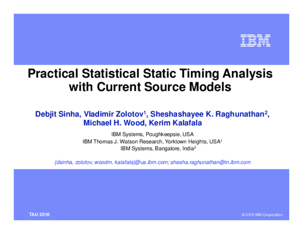 Pdf Practical Statistical Static Timing Analysis With Current Source Models