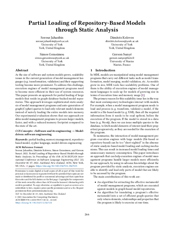 (PDF) Partial Loading of Repository-Based Models through Static Analysis