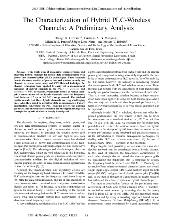 (PDF) The characterization of hybrid PLC-wireless channels: A ...