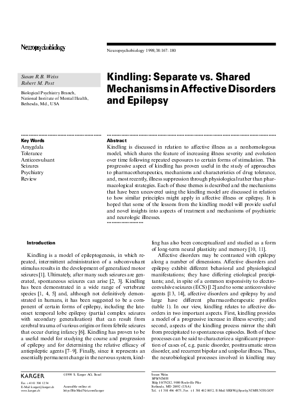 (PDF) Kindling: Separate vs. Shared Mechanisms in Affective Disorders ...