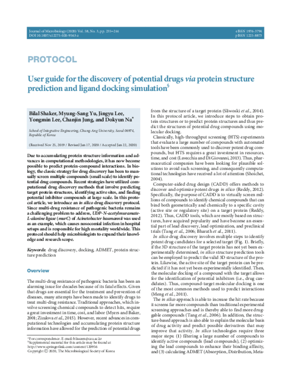 (PDF) User guide for the discovery of potential drugs via protein ...