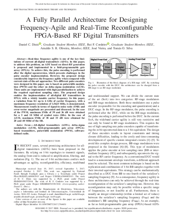 Pdf A Fully Parallel Architecture For Designing Frequency Agile And Real Time Reconfigurable