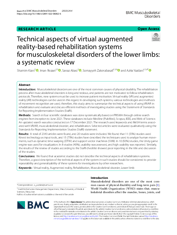 (PDF) Technical aspects of virtual augmented reality-based rehabilitation systems for ...