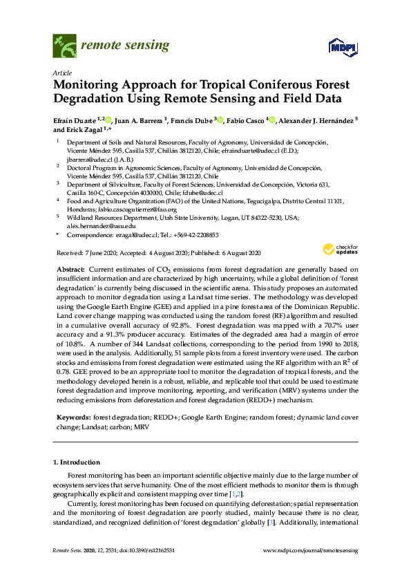 (PDF) Monitoring Approach for Tropical Coniferous Forest Degradation Using Remote Sensing and ...