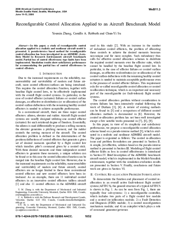 (PDF) Reconfigurable control allocation applied to an aircraft benchmark model