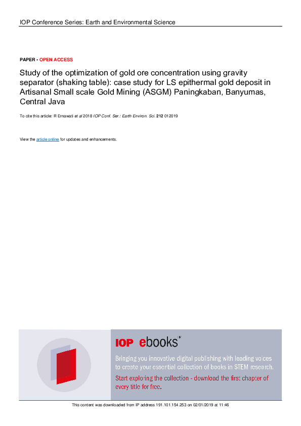 (PDF) Study of the optimization of gold ore concentration using gravity separator (shaking table ...