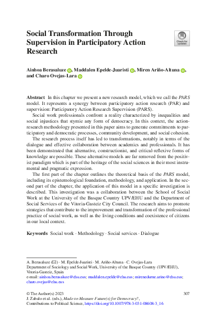 (PDF) Social Transformation Through Supervision in Participatory Action ...