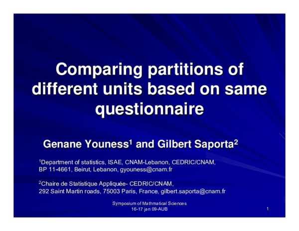 Pdf Comparing Partitions Of Different Units Based On Same Questionnaire