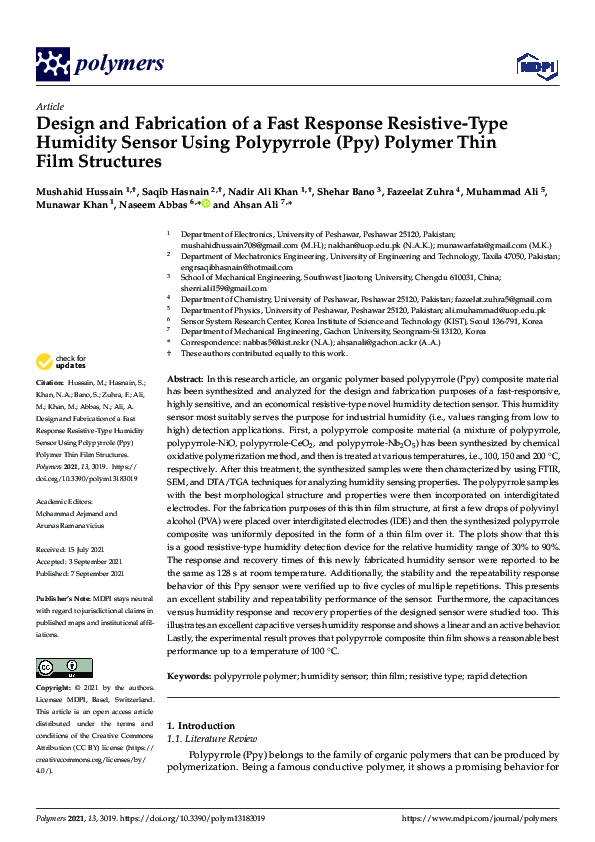 (PDF) Design and Fabrication of a Fast Response Resistive-Type Humidity ...