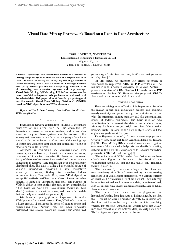 Pdf Visual Data Mining Framework Based On A Peer To Peer Architecture 2003