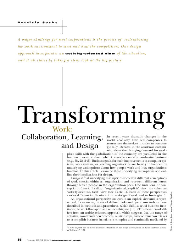 (PDF) Transforming work
