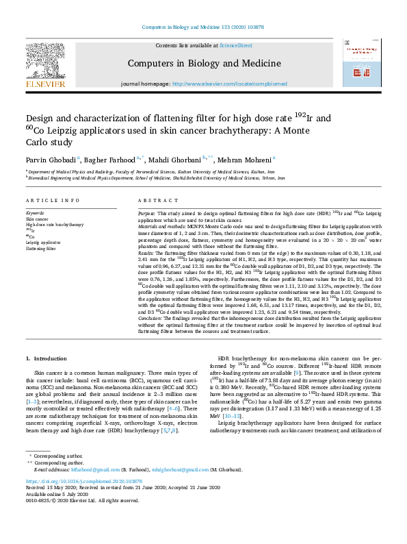 (PDF) Optimizing Flattening Filters for Skin Cancer Brachytherapy