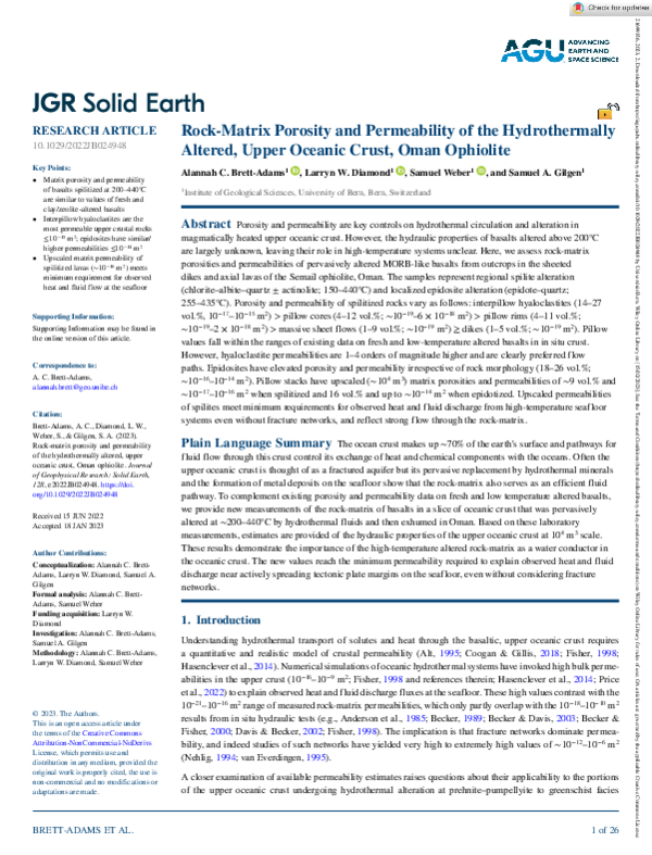 (PDF) Rock-Matrix Porosity and Permeability of the Hydrothermally ...