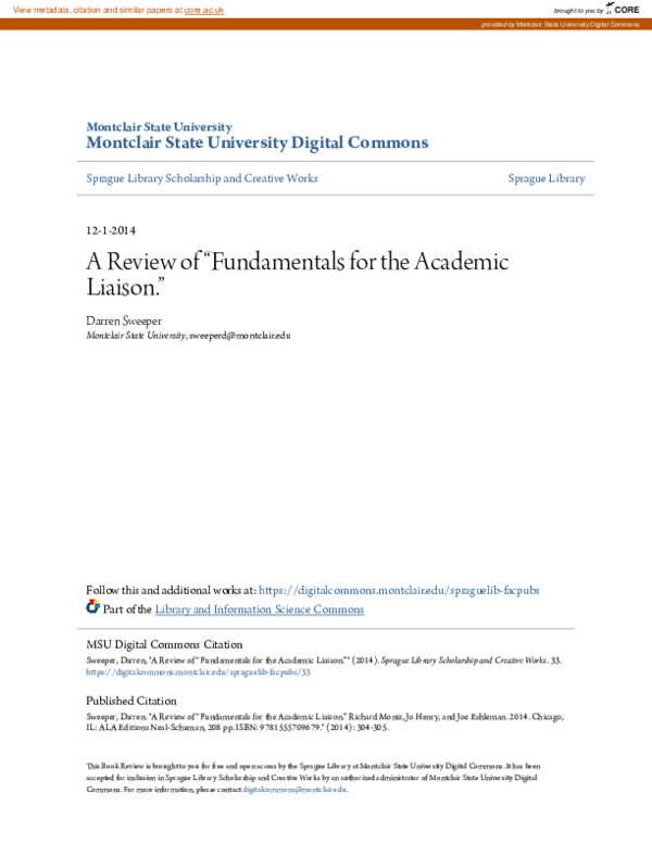 (PDF) A Review of “Fundamentals for the Academic Liaison.”