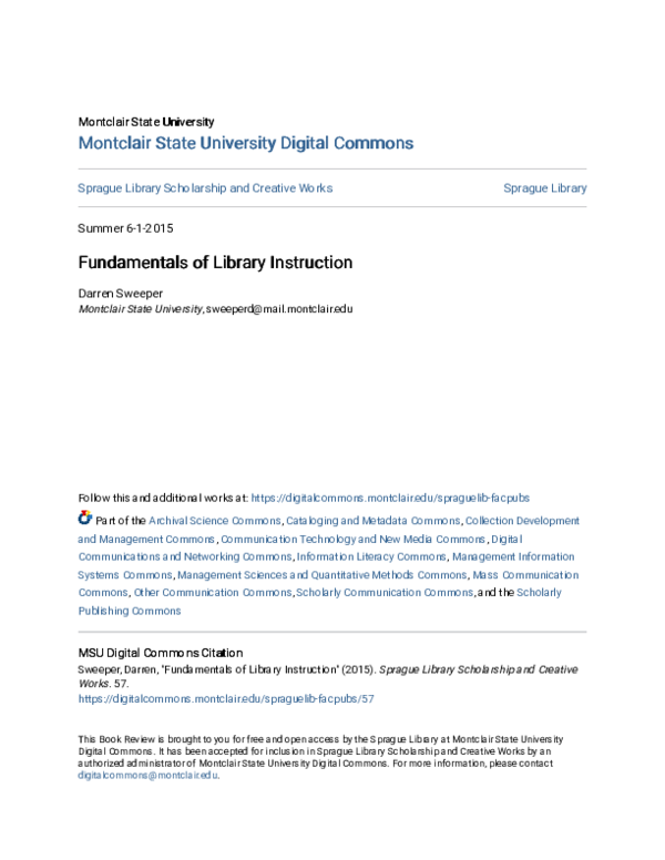 (PDF) Fundamentals of Library Instruction