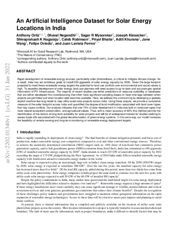 (PDF) An Artificial Intelligence Dataset for Solar Energy Locations in ...