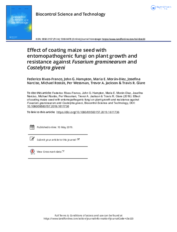 (PDF) Effect of coating maize seed with entomopathogenic fungi on plant ...
