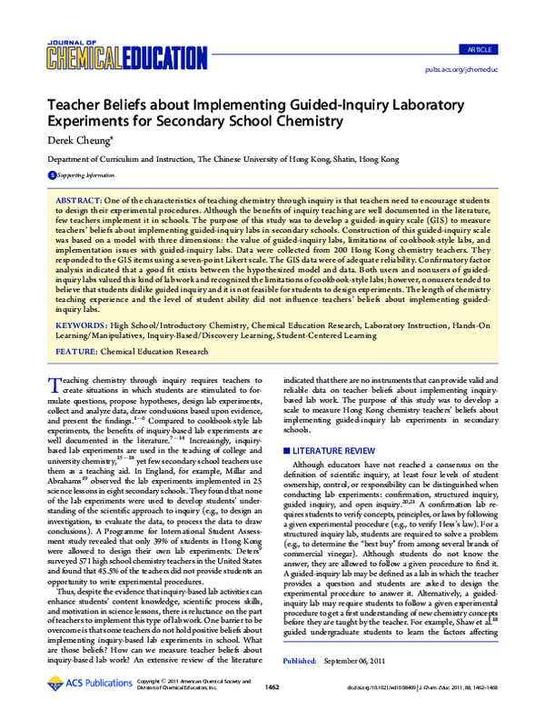 (PDF) Teacher Beliefs about Implementing Guided-Inquiry Laboratory ...
