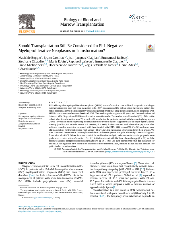 (PDF) Should Transplantation Still Be Considered for Ph1-Negative ...