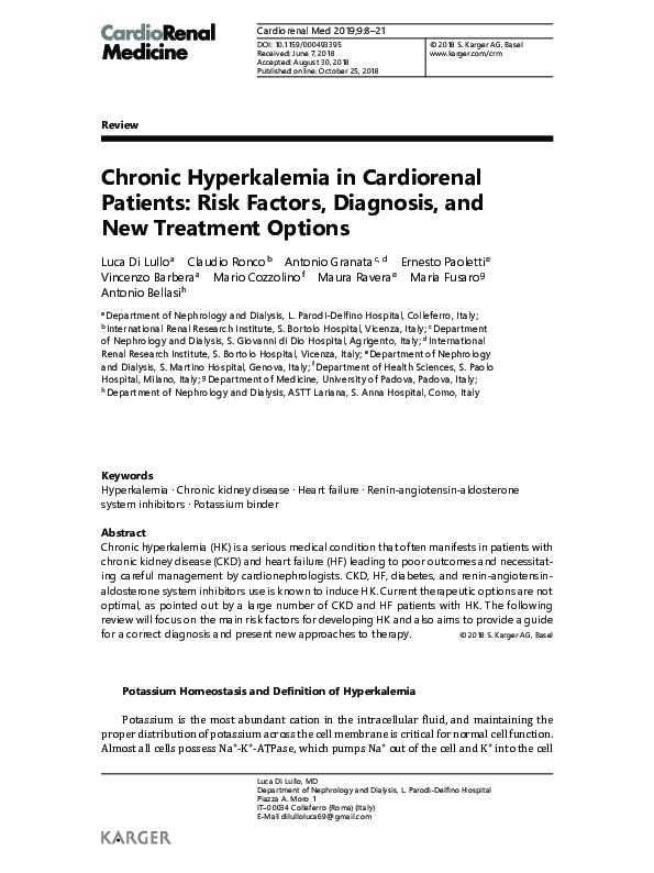 (PDF) Chronic Hyperkalemia in Cardiorenal Patients: Risk Factors ...