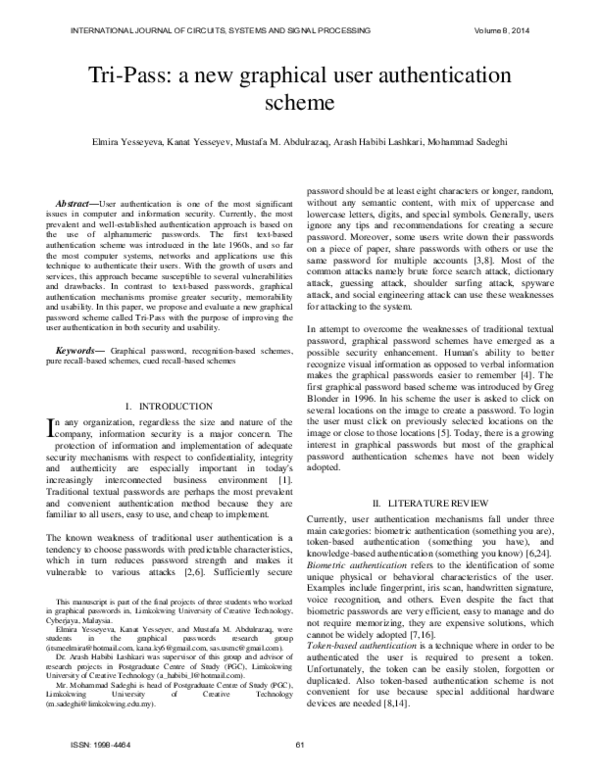 (PDF) Tri-Pass: a new graphical user authentication scheme