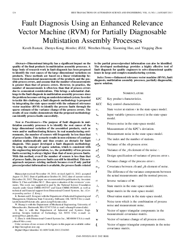 (PDF) Fault Diagnosis Using an Enhanced Relevance Vector Machine (RVM) for Partially Diagnosable ...