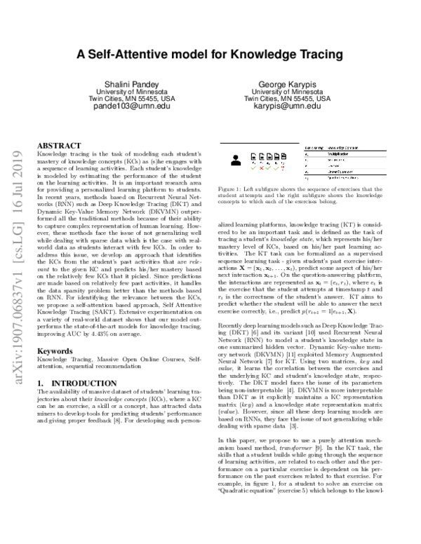 (PDF) A Self Attentive model for Knowledge Tracing