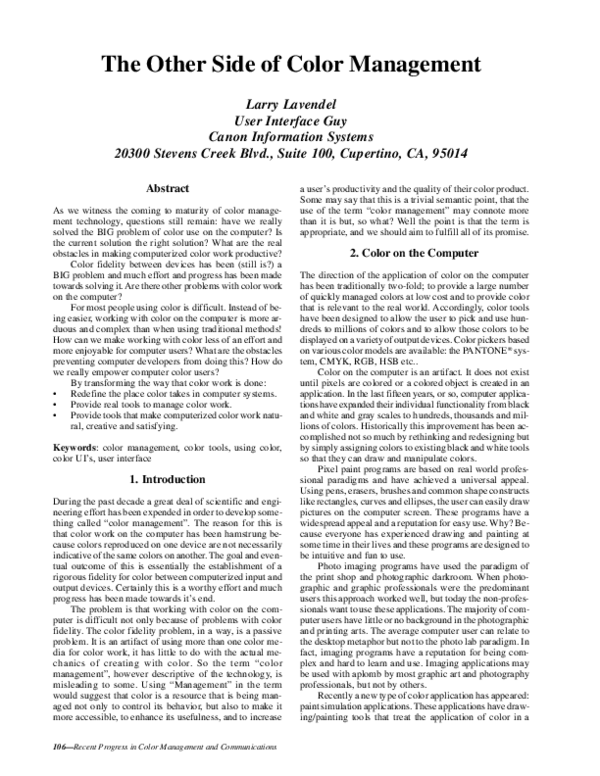 (PDF) Other side of color management