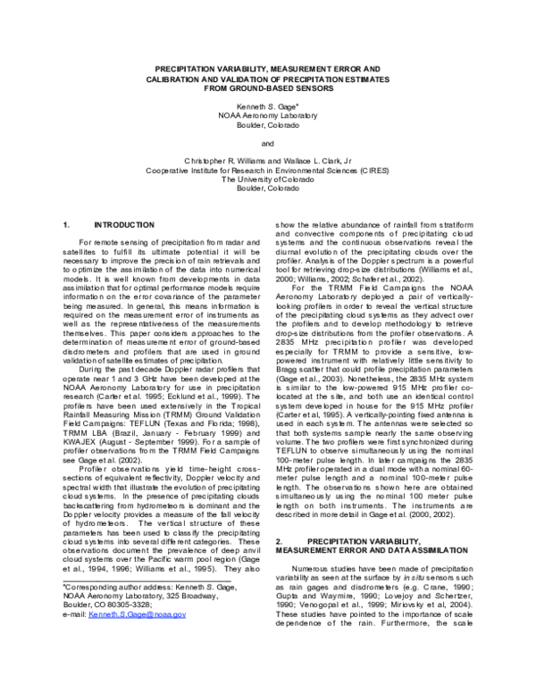 Pdf Precipitation Variability Measurement Error And Calibration And Validation Of